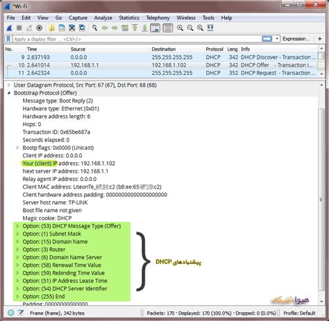 بررسی فرآیند دریافت Ip از Dhcp به کمک Wireshark در هیواشبکه