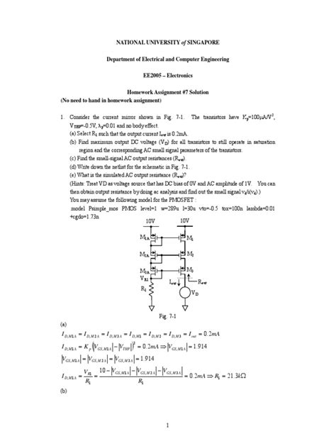 Homework Assignment 7 Solution Pdf Analog Circuits Electronic