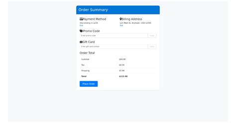Interactive Order Summary Free Html Bootstrap Component