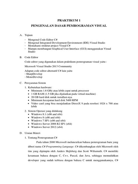 Pengenalan Dasar Pemrograman Visual Visu Pdf