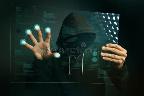 Fingerprint Identification App On Futuristic Tablet Computer Device