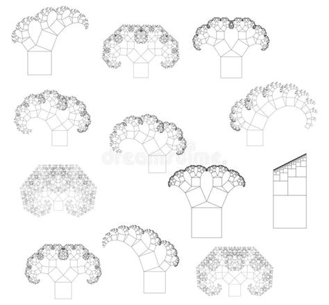 Flat Vector Computer Generated L System Branching Fractal Set