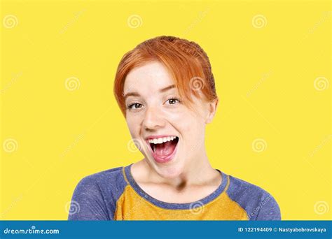 Young Beautiful Woman Attractive Natural Redhead Showing Emotions