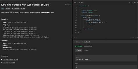 1295 find numbers with even number of digits dev community