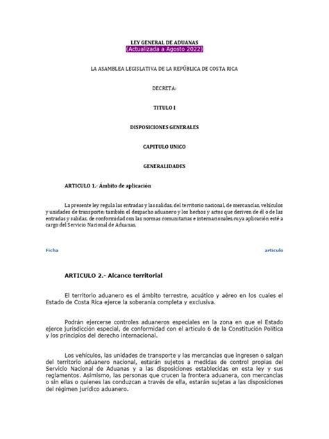 Ley General De Aduanas Actualizada Agosto 2022 Pdf Aduana Arancel