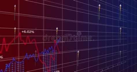 Image Of Statistical Data Processing Over Grid Network Against Purple Gradient Background Stock