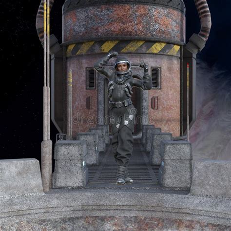 Illustration Of A Woman In A Spacesuit Stock Illustration