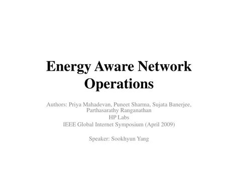 Ppt Energy Aware Network Operations Powerpoint Presentation Free