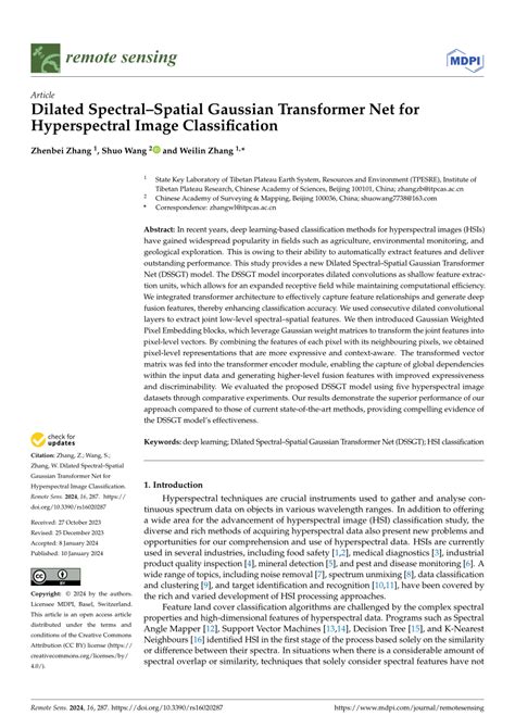 PDF Dilated SpectralSpatial Gaussian Transformer Net For