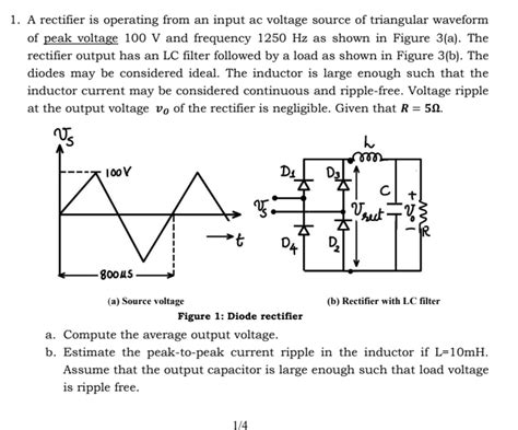 solved 1 a rectifier is operating from an input ac voltage