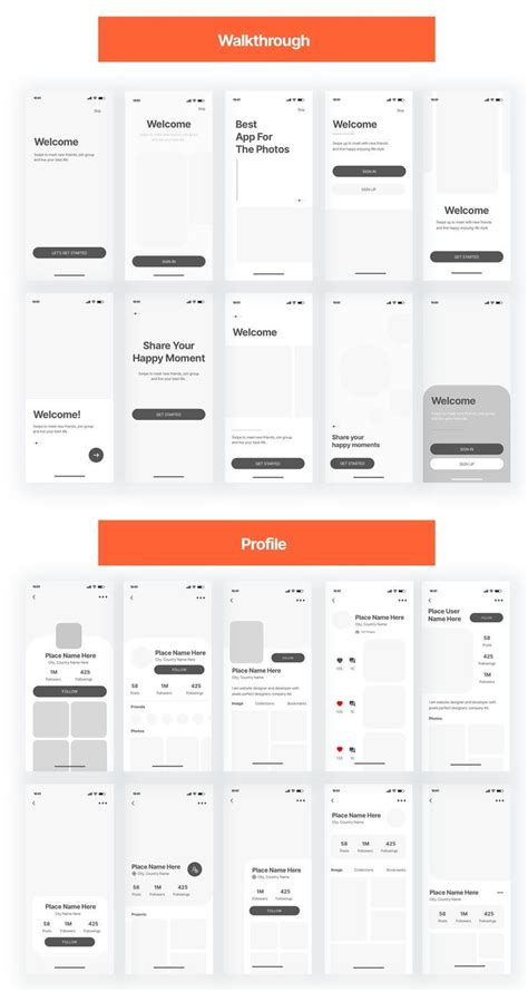 Nova App Wireframe Kit Multipurpose App Wireframe Kit App Wireframe