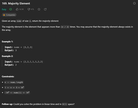 Leetcode 169 Majority Element
