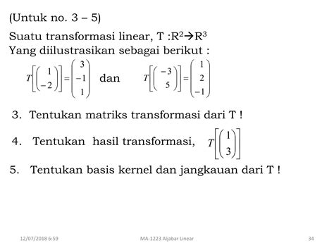 Transformasi Linear Aljabar Linear Elementer Pptx