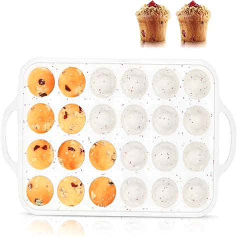 Acdanc Silicone Mini Muffin Pan 24 Cups Silicone Mini Muffin Pans For