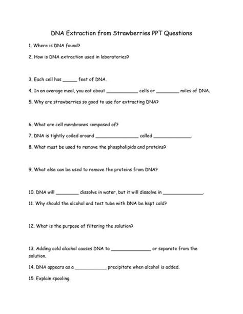 Dna Extraction From Strawberries Ppt Questions Doc Biological