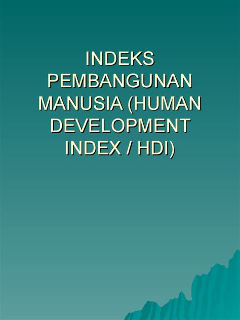 Indeks Pembangunan Manusia Human Development Index Pdf
