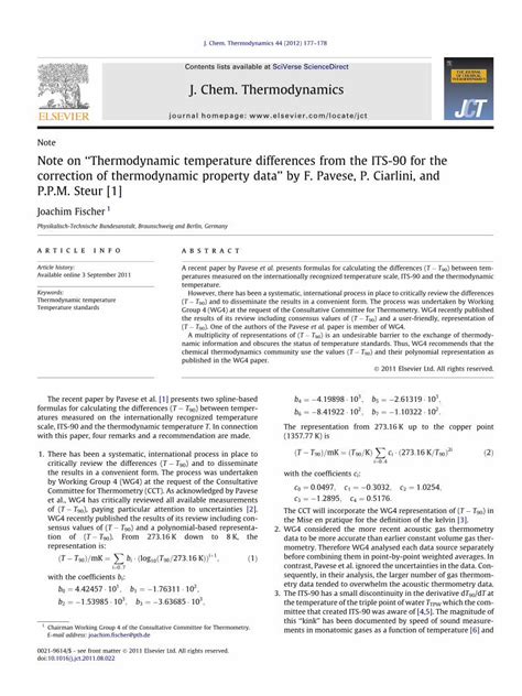 Pdf Note On Thermodynamic Temperature Differences From The Its 90