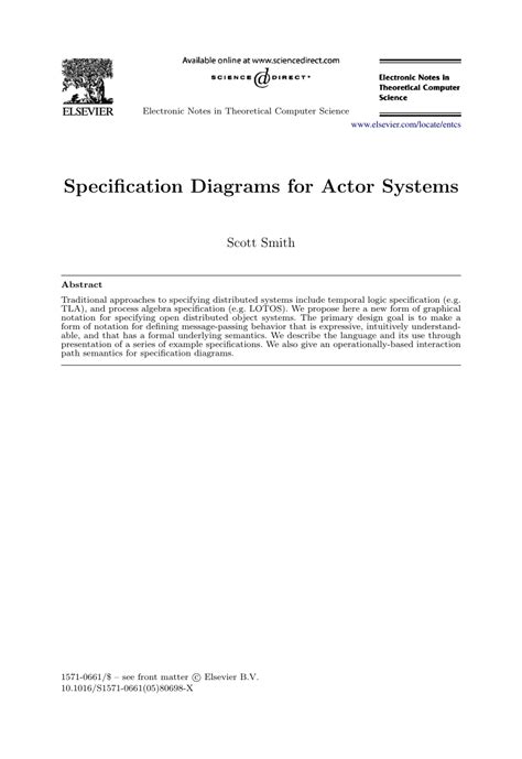 Pdf Specification Diagrams For Actor Systems