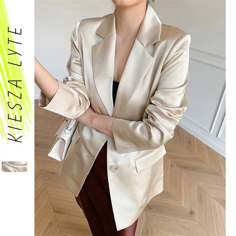 Satin Blazer Suit Jackets Long Satin Blazer Summer Satin Blazer