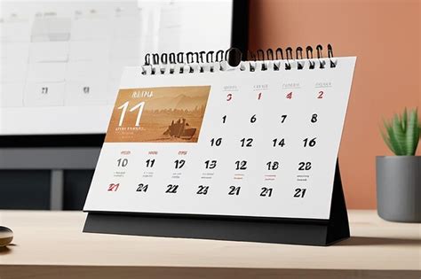 Horizontal Desk Calendar Mockup Premium Ai Generated Image