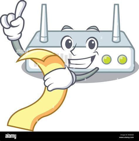 With Menu Router Isolated With In The Mascot Stock Vector Image And Art