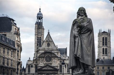 Saint Étienne Du Mont And Pascals Statue A Historic Parisian Scene Stock Image Image Of