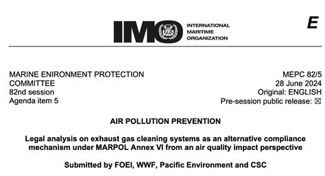 Mepc 825 Legal Analysis On Exhaust Gas Cleaning Systems As An