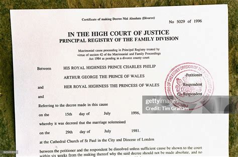 The Decree Absolute Ending The Marriage Of The Prince And Princess Of