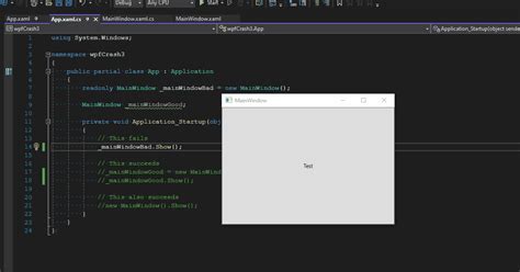 C Wpf App Exits When Window Is Newed Up As A Field Stack Overflow