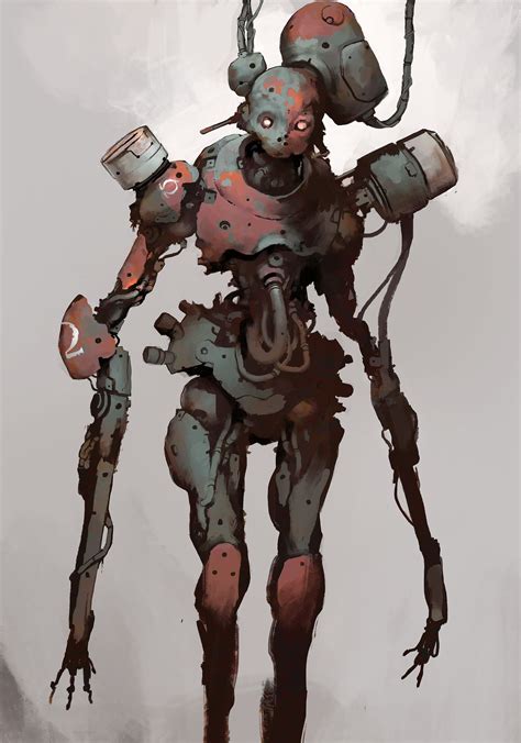 Artstation Junkyard Mech Guillaume Menuel Rpg Cyberpunk Cyberpunk Character Dieselpunk Mech