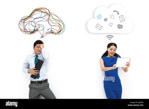 Business Men And Women To Use Wire And Wireless Technology Stock Photo Alamy