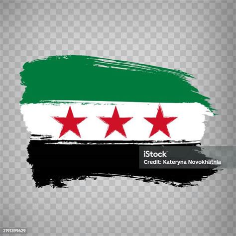 시리아의 국기 브러시 스트로크 배경입니다 새로운 플래그 시리아 아랍 공화국 디자인 앱 Ui에 대한 투명한 배경에 스톡 벡터 주당