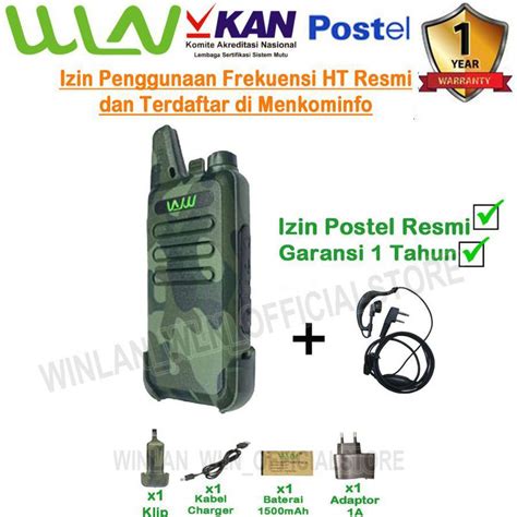 WLN WINLAN HT WALKIE TALKIE SATUAN KD C1 LORENG UHF HF Loreng Hijau