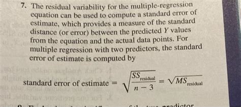 Solved 7 The Residual Variability For The