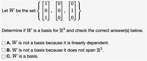 Solved 2 6 Let W Be The Set 3 0 5 Determine If W Is A Chegg Com