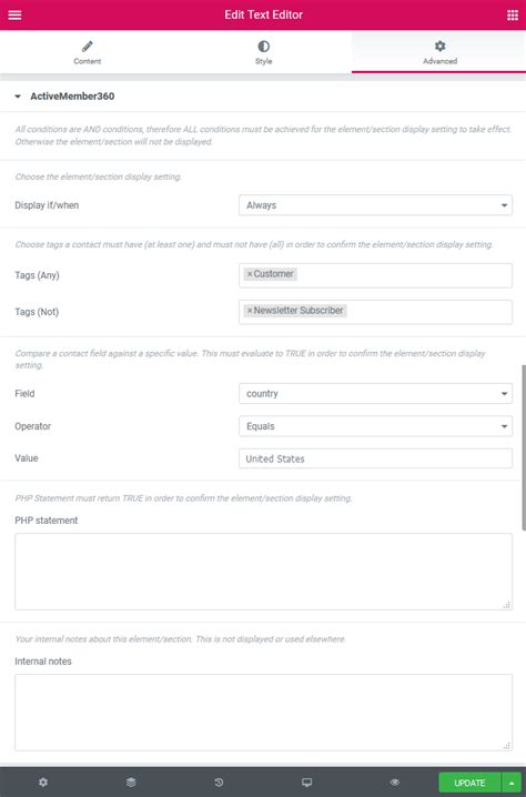 Elementor Widgetcontainersection Display Setting Examples Activemember360