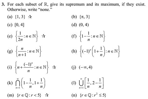 solved for each subset of r give its supremum and its