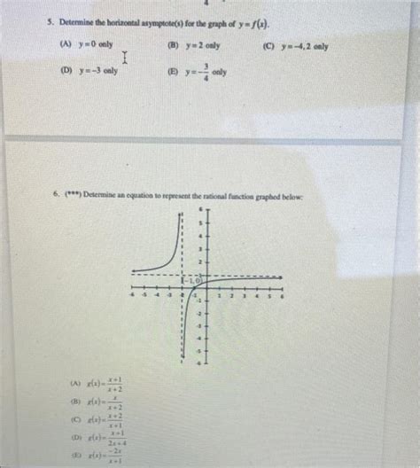 Solved 5 Determine The Horizontal Asymptote 0 For The