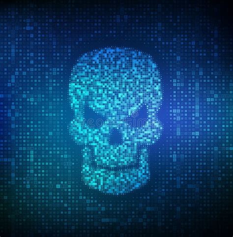 Hacked Shape Of Skull Made With Binary Code Stock Illustration Illustration Of Hack Data
