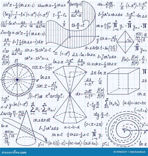 Mathematical Vector Seamless Pattern With Geometrical Figures Plots