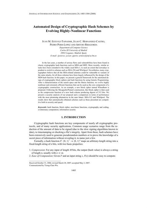 Pdf Automated Design Of Cryptographic Hash Schemes By · Automated
