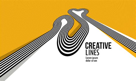 크리에이티브 라인 벡터 추상적 배경 3d 원근 선형 그래픽 디자인 구성 차원 회전 포스터 또는 배너의 줄무늬 거리에 대한 스톡