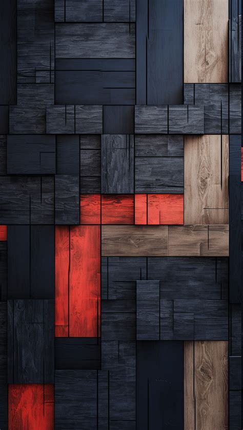 Abstract Red And Black Squares Wallpaper