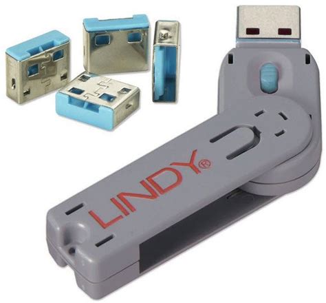 USB PORT BLOCKER Lindy Blue USB Port Blocker Pack Of