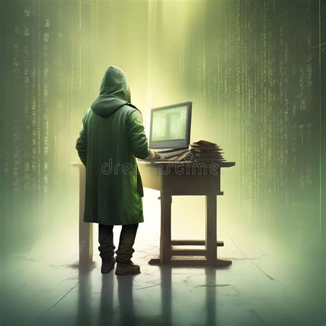 A Vibrant Flowing Of Colorful Silhouette Cyber Crime Hacker Breaking Into The Computer Server