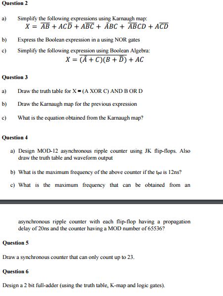 solved simplify the following expressions using karnaugh