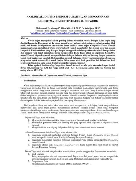 Analisis Algorithma Prediksi Curah Hujan Menggunakan Neural Network Pdf