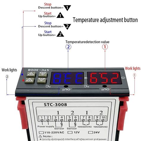 Stc 3008 Digital Thermometer Controller Two Relay Output With Probe 12v 24v 220v