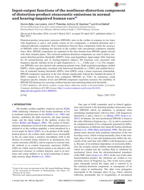 Pdf Input Output Functions Of The Nonlinear Distortion Component Of Distortion Product