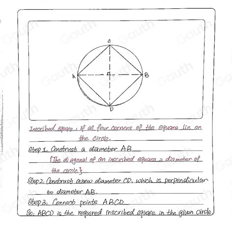 Solved For The Circle Below Construct An Inscribed Square Leave All
